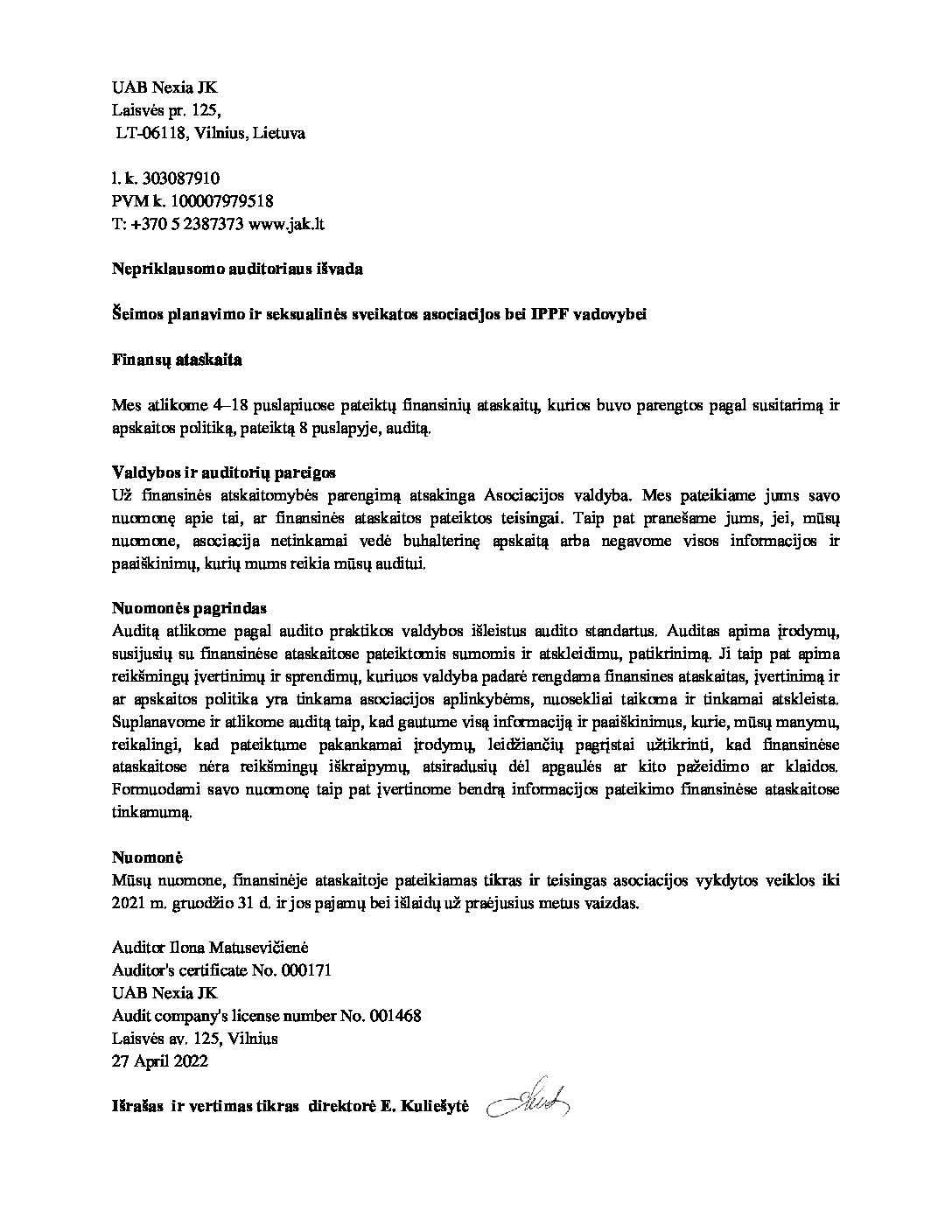 Audito isvada 2021 LT – tavogyvenimas